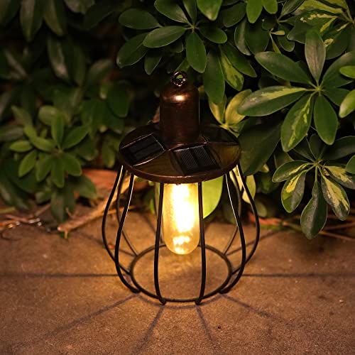 WEIYX Hanging Solar Lanterns, Solar Iron Retro Lanterns, Solar Garden Lights, Outdoor Waterproof, Used for Christmas, Path Garden Garden Decoration (A)