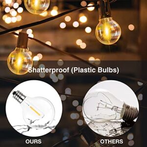 GPATIO Outdoor String Lights, 60FT(50+10) Waterproof Patio Lights with 32 Dimmable Hanging Lights Globe G40 Bulbs, 2700k Shatterproof for Backyard Gazebo Porch Garden Commerical Outside Decor