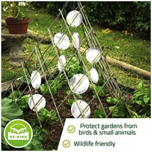 De-Bird Bundle Includes: Scare Tape - Reflective Tape and 8 pk Reflective Repellent Disks to Keep Away Woodpecker, Pigeons, and Protect Plants & Fruit Trees