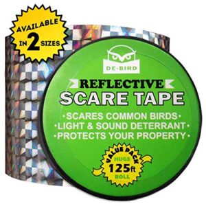 De-Bird Bundle Includes: Scare Tape - Reflective Tape and 8 pk Reflective Repellent Disks to Keep Away Woodpecker, Pigeons, and Protect Plants & Fruit Trees