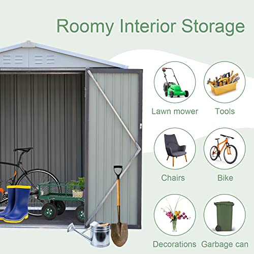 6' x 4' Garden Shed Outdoor Storage Shed - Metal Steel Garden Shed with Lockable Doors & Vents, Tool Storage Shed for Backyard, Patio, Lawn (White Roof)