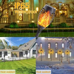 Solar Outdoor Lights, 4Pack Solar Torch Light with Flickering Flame,12 LED Tiki Torches for Outside Waterproof Landscape Decoration with Auto On/Off Dusk to Dawn for Christmas Garden Patio Yard