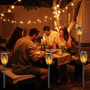 Solar Outdoor Lights, 4Pack Solar Torch Light with Flickering Flame,12 LED Tiki Torches for Outside Waterproof Landscape Decoration with Auto On/Off Dusk to Dawn for Christmas Garden Patio Yard