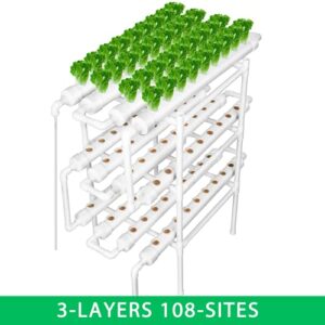 Ryan Hydroponic Grow Kit 3 Layers 108 Holes Plant Sites,Hydroponic Planting Equipment, Hydroponics Growing System, Vegetable Tool Grow Kit Includes Water Tube, Timer