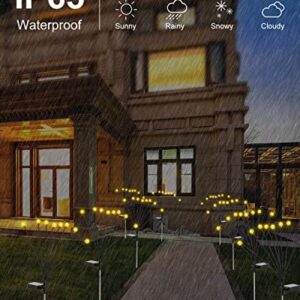 King Ma Solar Garden Lights, 2pcs 8 LED Solar Powered Firefly Lights Outdoor Starburst Swaying Vibrant Awaken Cheerful Yard Lights for Pathway Patio Landscape Decor (Warm White)