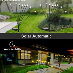 King Ma Solar Garden Lights, 2pcs 8 LED Solar Powered Firefly Lights Outdoor Starburst Swaying Vibrant Awaken Cheerful Yard Lights for Pathway Patio Landscape Decor (Warm White)