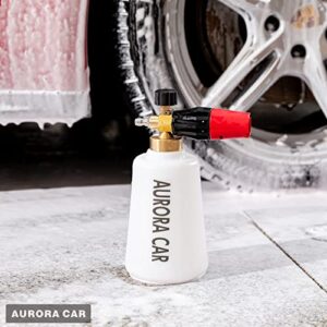 AURORA CAR Foam Cannon, Heavy Duty Car Foam Blaster Wide Metal Neck Bottle Adjustable Snow Foam Lance for Pressure Washer with 1/4" Quick Connector ,not Used with Garden Hose