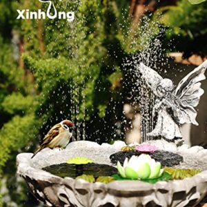 Xinhong 1.4W Solar Bird Bath Fountain, Solar Fountain Pump for Bird Bath with 6 Petal Nozzles, Solar Powered Fountain Pump Outdoor Watering Submersible Pump for Pond, Pool, Garden, Fish Tank