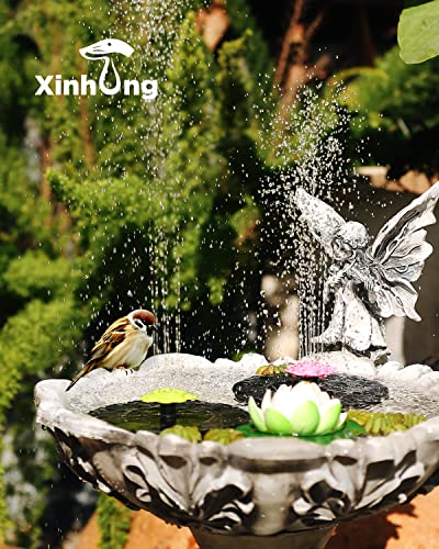 Xinhong 1.4W Solar Bird Bath Fountain, Solar Fountain Pump for Bird Bath with 6 Petal Nozzles, Solar Powered Fountain Pump Outdoor Watering Submersible Pump for Pond, Pool, Garden, Fish Tank