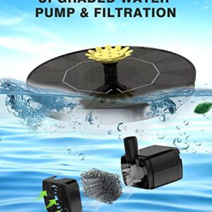 Xinhong 1.4W Solar Bird Bath Fountain, Solar Fountain Pump for Bird Bath with 6 Petal Nozzles, Solar Powered Fountain Pump Outdoor Watering Submersible Pump for Pond, Pool, Garden, Fish Tank