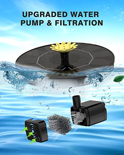 Xinhong 1.4W Solar Bird Bath Fountain, Solar Fountain Pump for Bird Bath with 6 Petal Nozzles, Solar Powered Fountain Pump Outdoor Watering Submersible Pump for Pond, Pool, Garden, Fish Tank