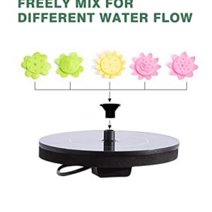 Xinhong 1.4W Solar Bird Bath Fountain, Solar Fountain Pump for Bird Bath with 6 Petal Nozzles, Solar Powered Fountain Pump Outdoor Watering Submersible Pump for Pond, Pool, Garden, Fish Tank