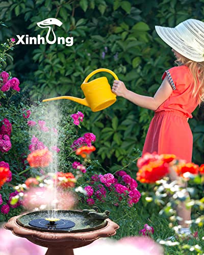 Xinhong 1.4W Solar Bird Bath Fountain, Solar Fountain Pump for Bird Bath with 6 Petal Nozzles, Solar Powered Fountain Pump Outdoor Watering Submersible Pump for Pond, Pool, Garden, Fish Tank