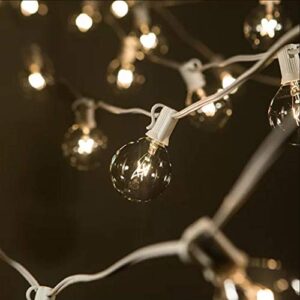 GOOTHY 25Ft Outdoor String Lights with 27 G40 Clear Lights Bulbs (2 Spare), Patio Hanging String Lights for Indoor Outdoor Garden Decor, C7/E12 Base,Connectable Globe String Lights - White Wire