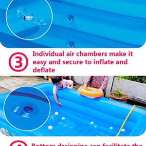 TOE Inflatable Family Swimming Pools 3-Floor Lounge Pool for Kiddie Kids Adults Infant Toddlers Easy Set Swimming Pool for Garden Backyard Outdoor Summer Water Party