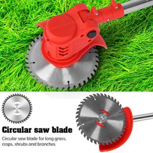 Electric Cordless Weed Wacker Grass Trimmer with 3 Function Blades, Height Adjustable Lawn Mower 24V Lithium Ion Battery for Home Garden, Lawn, Yard