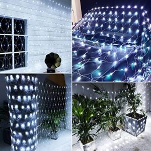 12ft x 5ft Christmas Lights Outdoor, 360 LED Net Lights with 8 Modes, Connectable, Plug in Bush Mesh Lights Christmas Fairy Twinkle Lights for Garden, Party, Xmas Tree Decorations (White)