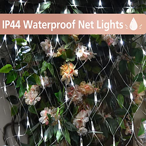 12ft x 5ft Christmas Lights Outdoor, 360 LED Net Lights with 8 Modes, Connectable, Plug in Bush Mesh Lights Christmas Fairy Twinkle Lights for Garden, Party, Xmas Tree Decorations (White)