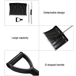 Wide Snow Shovel, 17.7in Detachable Portable Emergency Snow Shovel,D Shaped Handle Snow Removal Tool with Storage Bag, for Car Garden Camping