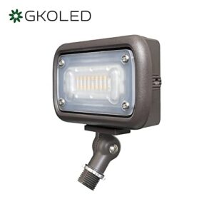 GKOLED 12W Outdoor Waterproof LED Garden Security Floodlight, 900Lumens, 80CRI, 2700K, 9-15V AC/DC, 1/2 Knuckle Mount, UV Resistant