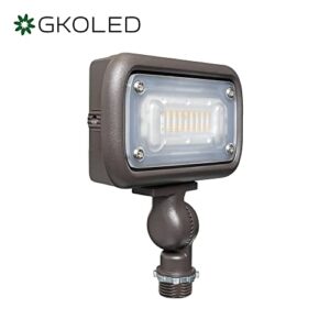 GKOLED 12W Outdoor Waterproof LED Garden Security Floodlight, 900Lumens, 80CRI, 2700K, 9-15V AC/DC, 1/2 Knuckle Mount, UV Resistant