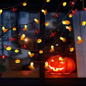 TOYMIS Halloween String Lights, 42.7ft 20 LEDs Halloween Decorative Lights USB-Powered Pumpkin Ghost Bat Lights for Gardens Yards Indoor and Outdoor Decorations(8 Modes)