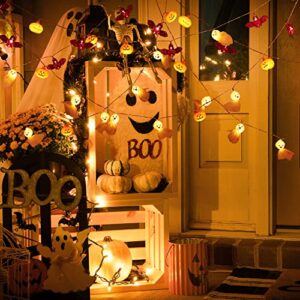 TOYMIS Halloween String Lights, 42.7ft 20 LEDs Halloween Decorative Lights USB-Powered Pumpkin Ghost Bat Lights for Gardens Yards Indoor and Outdoor Decorations(8 Modes)