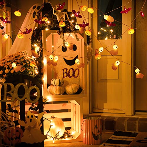 TOYMIS Halloween String Lights, 42.7ft 20 LEDs Halloween Decorative Lights USB-Powered Pumpkin Ghost Bat Lights for Gardens Yards Indoor and Outdoor Decorations(8 Modes)