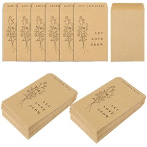 whaline 200 pack wedding favor seed packets self-adhesive let love grow kraft envelope rustic small flower seeds storage packets for garden office wedding gift party favors, 3.5 x 2.4 inch