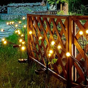 Solar Garden Lights, 2PCS Solar Powered Firefly Lights Outdoor Waterproof, Starburst Swaying Light, Vibrant Garden Solar Lights for Garden,Yard, Path, Lawn Decor (Warm White)