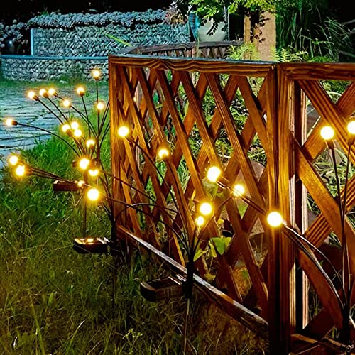 Solar Garden Lights, 2PCS Solar Powered Firefly Lights Outdoor Waterproof, Starburst Swaying Light, Vibrant Garden Solar Lights for Garden,Yard, Path, Lawn Decor (Warm White)