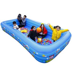 TOPYL Rectangular Inflatable Swimming Pool,Full-Sized Above Ground Pool Summer Water Party Gift for Toddler Kids Adults,Backyard Garden Blue 2.6m/4 Layers