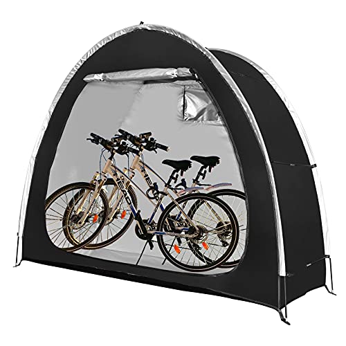 AiQueen Bike Tent Foldable Bike Storage Shed Waterproof Porable Bicycle Storage Cover Shelter with Window for Outdoor,Garden,Camping and Hiking dark black