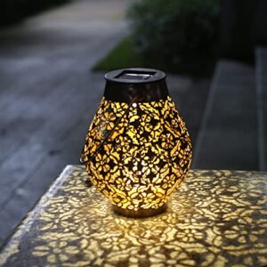 solar lanterns outdoor hanging lights waterproof for garden patio decor, warm white solar-powered led lamp