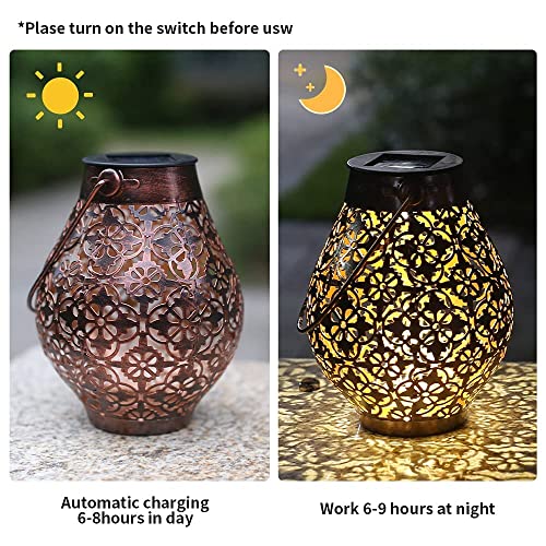 Solar Lanterns Outdoor Hanging Lights Waterproof for Garden Patio Decor, Warm White Solar-Powered Led Lamp