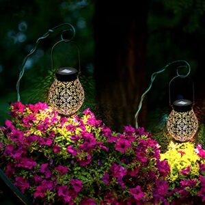 Solar Lanterns Outdoor Hanging Lights Waterproof for Garden Patio Decor, Warm White Solar-Powered Led Lamp