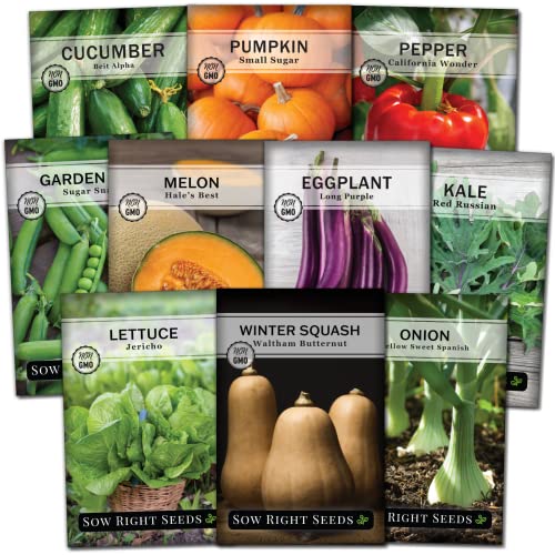 Sow Right Seeds - Complete Garden Seed Collection for Planting - 40 Non-GMO Heirloom Vegetable, Herb and Flower Varieties. Every Seed You Need to Plant and Grow a Bountiful Home Garden - Great Gift