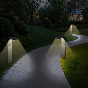 cattlite solar outdoor lights,l-shaped black solar pathway lights,ip65 waterproof solar garden lights,for path patio yard walkway warm white-2 pack