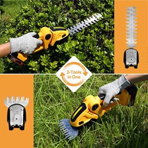 TOBTOS Cordless Grass Shear & Hedge Trimmer, 2 in 1 Handheld Hedge Trimmer Hedge Cutter with Rechargeable Battery for Garden, Lawn and Backyard