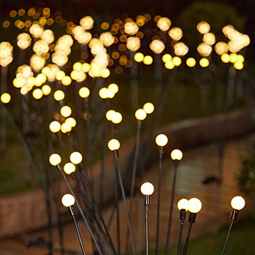 huadi Solar Firefly Light, Starburst Swaying Garden Lights, Outdoor LED Firefly Light, Waterproof Solar Powered Decorative Lamp for Garden, Farm, Park (Warm White)