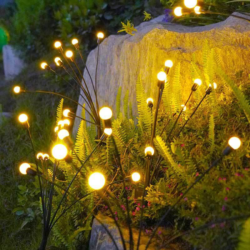 huadi Solar Firefly Light, Starburst Swaying Garden Lights, Outdoor LED Firefly Light, Waterproof Solar Powered Decorative Lamp for Garden, Farm, Park (Warm White)