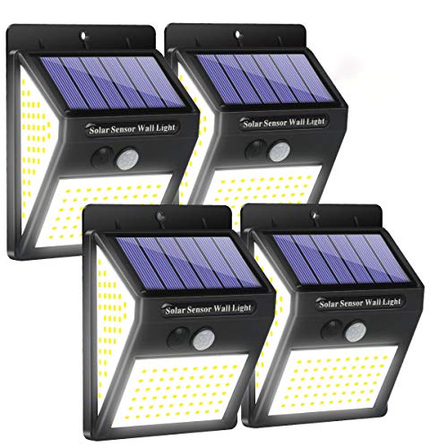 Anufuup Solar Lights Outdoor [140 LED/4 Pack], Solar Lights with 3 Modes, 270°Wide Angle Solar Motion Deck Light,IP65 Waterproof Solar Powered Wall Lights for Front Door, Yard, Garden, Fence, Garage