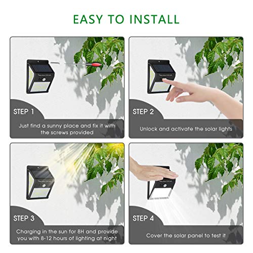 Anufuup Solar Lights Outdoor [140 LED/4 Pack], Solar Lights with 3 Modes, 270°Wide Angle Solar Motion Deck Light,IP65 Waterproof Solar Powered Wall Lights for Front Door, Yard, Garden, Fence, Garage