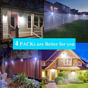 Anufuup Solar Lights Outdoor [140 LED/4 Pack], Solar Lights with 3 Modes, 270°Wide Angle Solar Motion Deck Light,IP65 Waterproof Solar Powered Wall Lights for Front Door, Yard, Garden, Fence, Garage