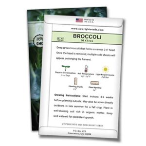 Sow Right Seeds - Broccoli Seed Collection for Planting - Individual Packets Broccoli Di Ciccio, Romanesco, and Waltham 29 Non-GMO Heirloom Seeds to Plant an Outdoor Home Vegetable Garden