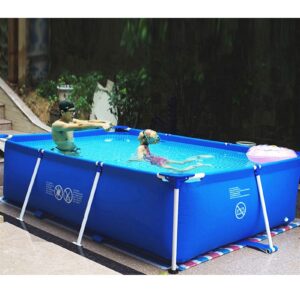 Above Ground Swimming Pools For Kids Adults - With Bracket With Steps - Family Pool Above Ground For Gardens Outdoor - Foldable Thickened Pool - Gift Swimming Pool Accessories Dust Cover & Ground Pads