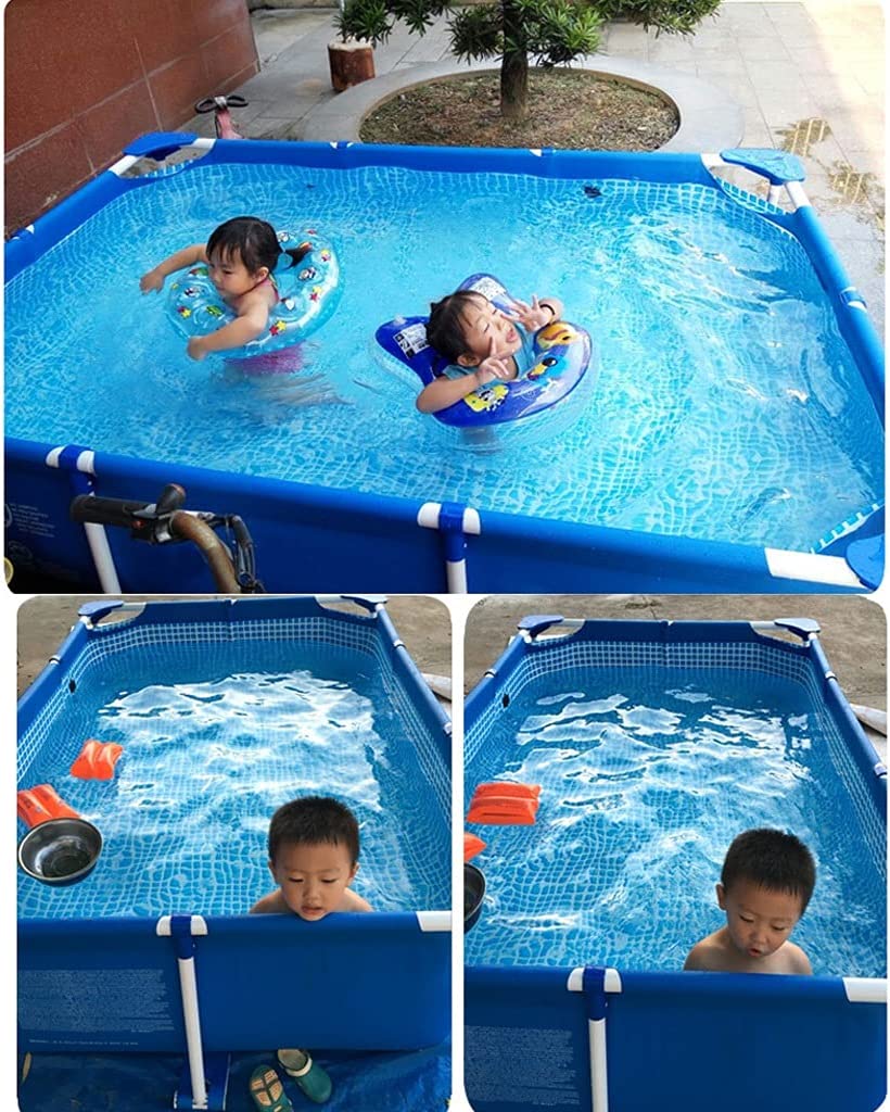 Above Ground Swimming Pools For Kids Adults - With Bracket With Steps - Family Pool Above Ground For Gardens Outdoor - Foldable Thickened Pool - Gift Swimming Pool Accessories Dust Cover & Ground Pads