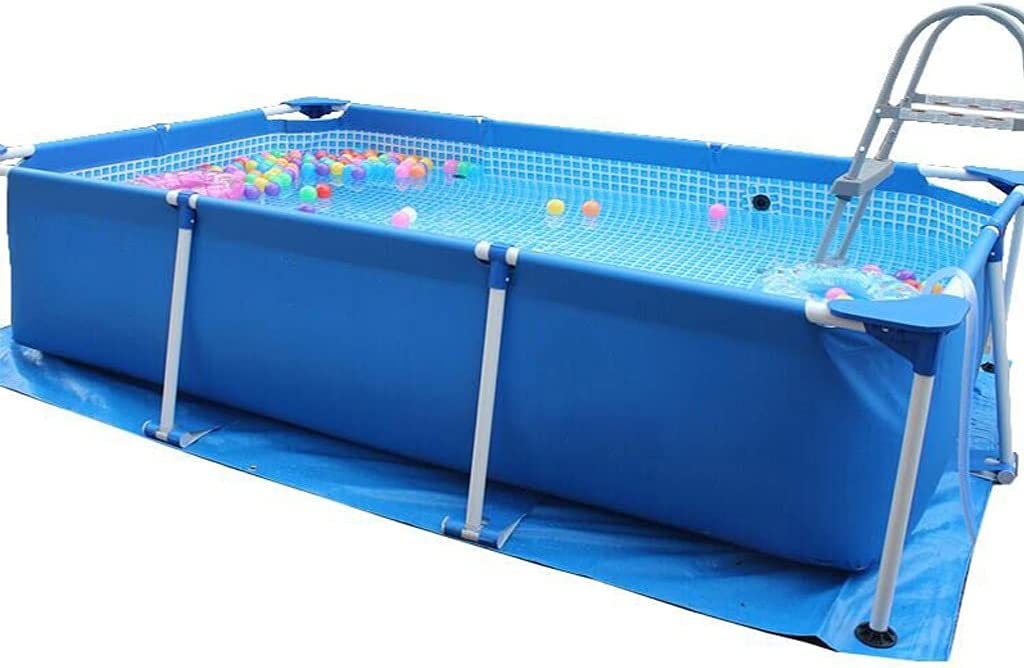 Above Ground Swimming Pools For Kids Adults - With Bracket With Steps - Family Pool Above Ground For Gardens Outdoor - Foldable Thickened Pool - Gift Swimming Pool Accessories Dust Cover & Ground Pads