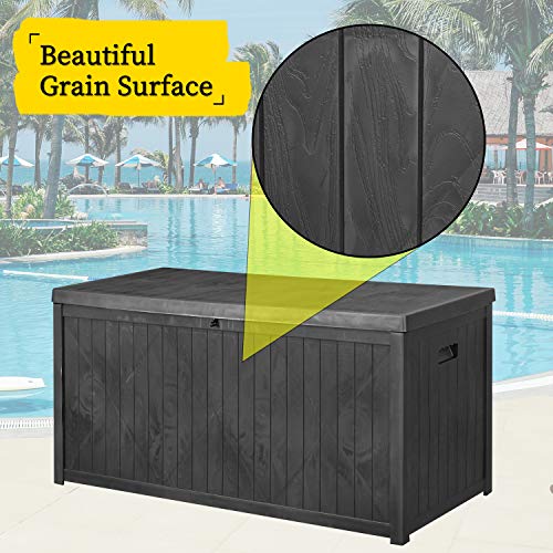 Patio Cushion Storage Box Waterproof Outdoor Deck Storage Box Lockable for Garden,Backyard,Pool,Lawn 120 -Gallons(Black)