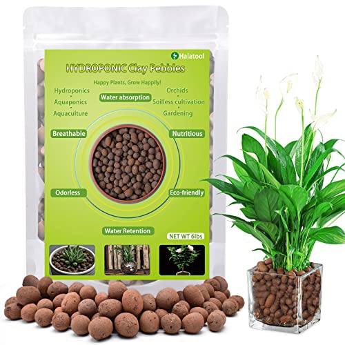 Halatool 6 LB Organic Clay Pebbles 4mm-16mm Leca for Plants 100% Natural Hydroton Clay Pebbles for Hydroponic Growing Gardening Orchids Drainage Decoration Aquaponics